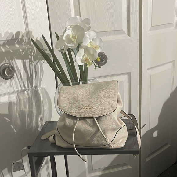 Coach | Bags | Coach Ivory Leather Backpack | Poshmark